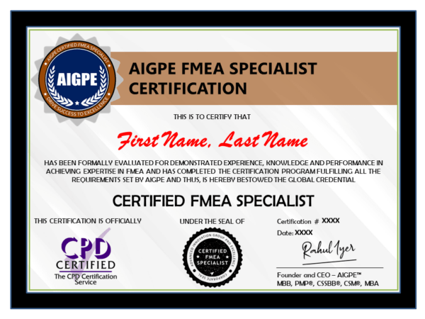 FMEA Specialist Certification - AIGPE
