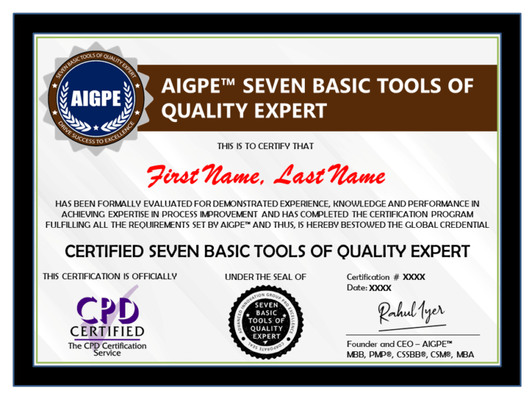 Seven Basic Tools of Quality Expert Certification - AIGPE