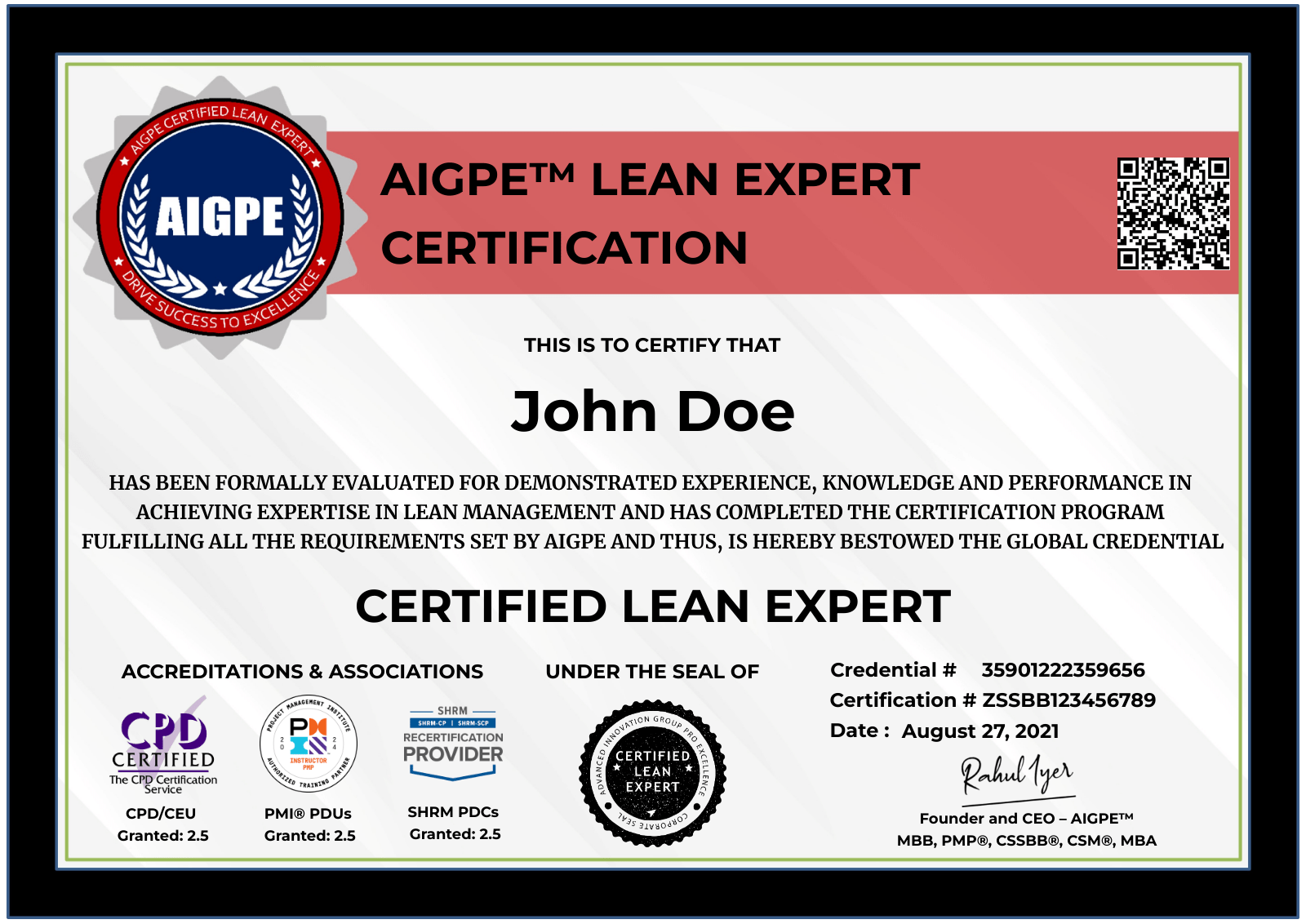 Lean Expert Certification - AIGPE